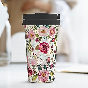 WANGXUEE flower leaf Print 500ml Stainless Steel Travel Tumbler Double Wall Vacuum Insulated Coffee Mug