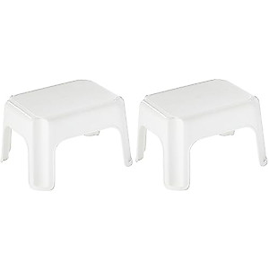 Rubbermaid Step Stool, 9.5-Inch High, White, Plastic, Small Single Step Stool for Kids/Adults in Home/Kitchen/Laundry/Garage/Bathroom (Pack of 2)