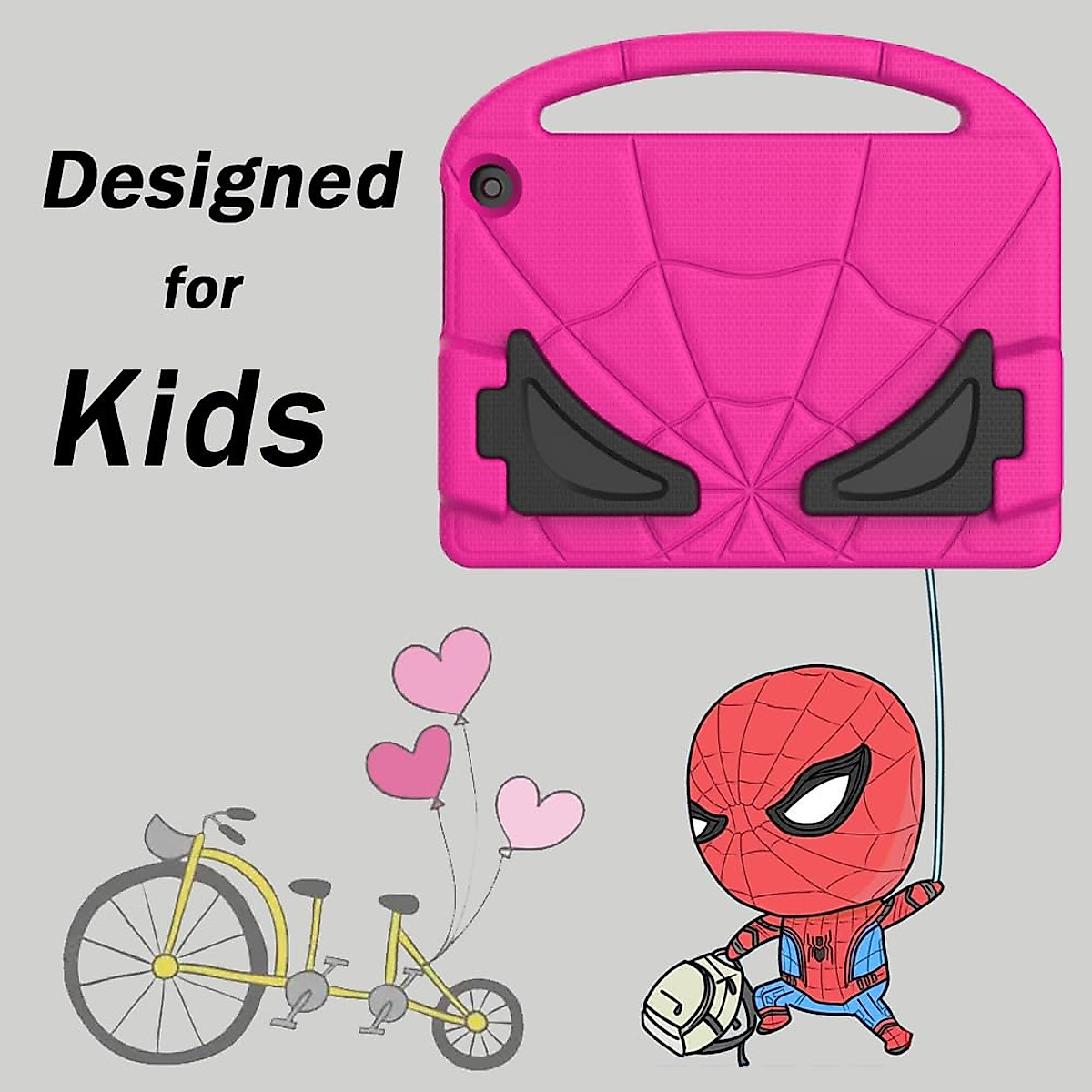 All-New Tablet Kids Case for 2021 Tablets 10in - Patamiyar Light Weight Shock Proof 10" Kids Friendly Case with Screen Protector Handle Stand Imcompatible with 10inch Samsung iPad Tablets -Rose