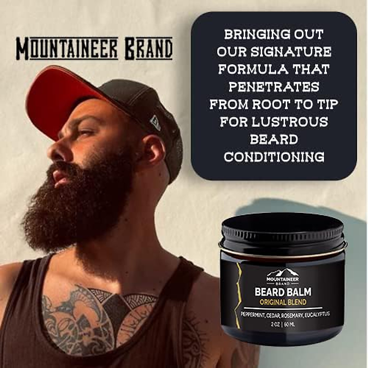Mountaineer Brand Beard Balm for Men | All Natural Leave-In Conditioner to Moisturize Dry Itchy Skin | Beard Butter Hydrates, Softens and Tames Flyaway Hair | Adds Shine | Original Scent 2oz