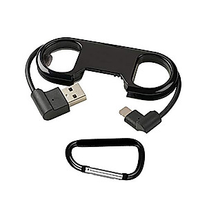 i-Dawn Compatible iPhone Charge Cable + Keychain + Bottle Opener + Aluminum Carabiner,Portable Multifunction Keychain Bottle Opener USB Charging Cord Short Cable Gift Men Women (Black)