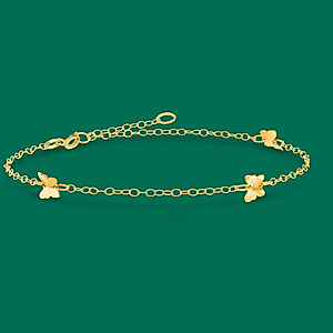 Ross-Simons Italian 14kt Yellow Gold Butterfly Station Anklet. 9 inches