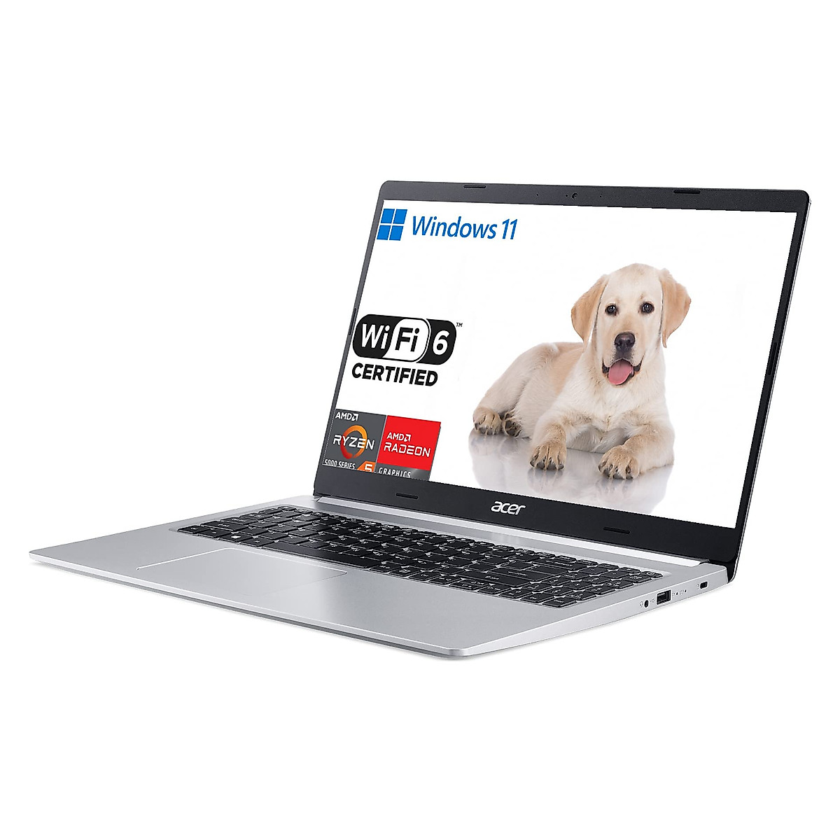 Acer 2023 Newest Aspire 5 15.6 Inch Slim Laptop, AMD Ryzen 5 5500U Hexa-Core Processor, 8GB RAM, 256GB SSD Storage, FHD IPS Display, WiFi 6, Backlit Keyboard, Windows 11 Home, Siver, w/Saz USB Cable