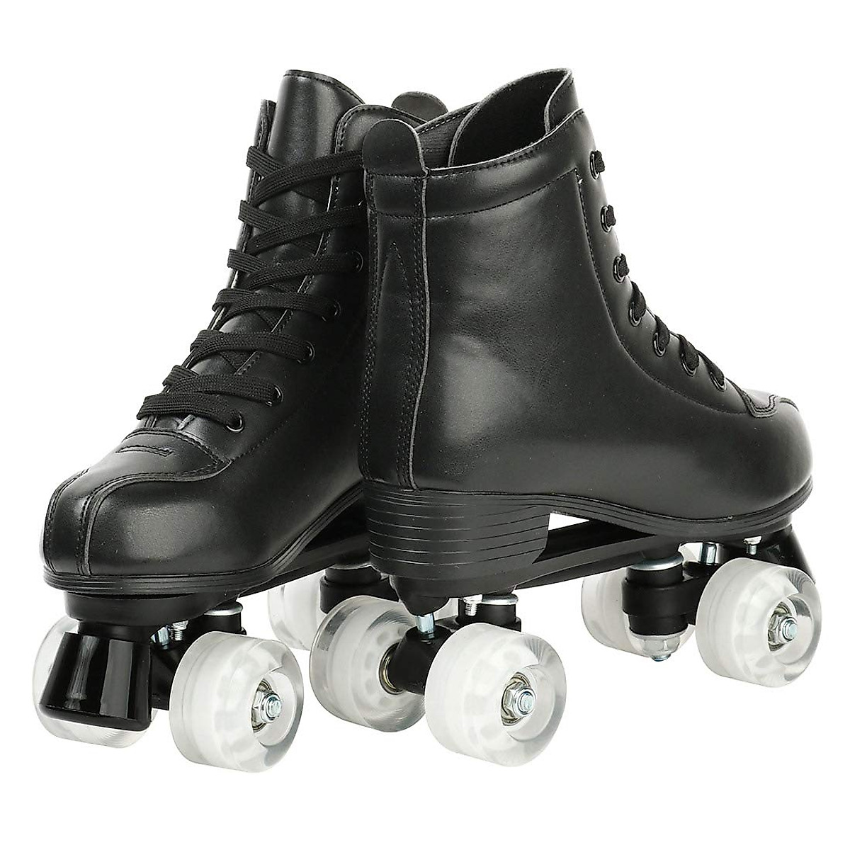 Gets Womens Roller Skates Light Up Wheels, Artificial Leather Adjustable Double Row 4 Wheels Roller Skates Shiny Skates for Teens,Adult (Flash Wheel,42-US: 9.5)
