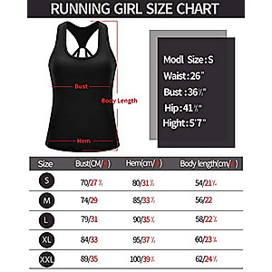 RUNNING GIRL Yoga Tank Tops for Women Built in Shelf Bra B/C Cups Strappy Back Activewear Workout Compression Tops (BX2356 Black, CN:L,US:M)