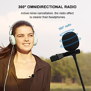 Koffmon Omnidirectional Mini Wired Clip-on Microphone Cable Lavalier Lapel Microphone with 3.5mm TRRS Audio Cord for Recording, Interview, Teaching, Vlog