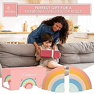 Decorably Rainbow Bookends for Kids, Book Ends Kids, Book Ends for Kids Rooms, Kids Book Ends to Hold Books Kids, Nursery Bookends Teacher, Kids Bookends for Shelves, Baby Bookends for Kids Room