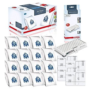 Miele Performance Pack 16 Type GN AirClean 3D Efficiency Genuine FilterBags + Genuine AH30 HEPA Filter + 4 Genuine Pre-Motor Protection Filters