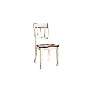 Signature Design by Ashley Whitesburg Cottage Rake Back Dining Chair, 2 Count, Brown & White
