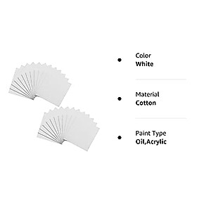 Dele 24 Pack Mini Canvas Panels 4x4 Artist Canvas Boards, Double-Wrapped Acid Free Small Art Canvas Value Pack for Oil & Acrylic Painting.