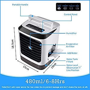 Portable Air Conditioner Fan, NEWXLT Evaporative Cooler Personal Humidifier Mini Desktop Cooling Fan USB Operated 7 Colors LED Light 3 Wind Speed Levels for Home Office Indoor Outdoor Use