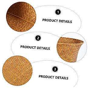 Operitacx Waste Basket, Wicker Trash Can, Round Wicker Basket, Woven Wicker Garbage Can for Bedroom, Bathroom