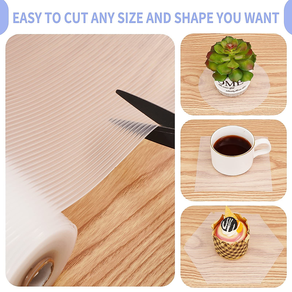 Shelf Liner for Kitchen Cabinets, 12 Inch x 20 Ft x 2 Rolls, Non-Slip Cabinet Liner, Non Adhesive Drawer Liner, Refrigerator Liners, Washable Oil-Proof Mat for Shelves (Transparent Stripe)