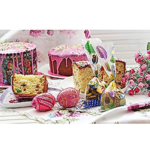 Hifunwu 120 Pack Easter Cookie Bags Easter Treat Bags Easter Cellophane Bags with Ties for Cookie Candy Easter Party Supplies