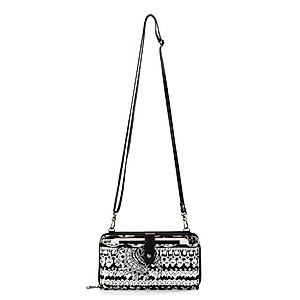 Sakroots Womens Canvas, Large Smartphone Crossbody Bag in Coated Canvas Convertible Purse with Detachable Wristlet Strap I, Charcoal Flower Power, One Size US