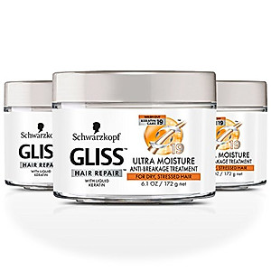 GLISS Hair Repair Anti-Breakage Treatment, Ultra Moisture for Dry or Stressed Hair, 6.1 Ounces (Pack of 3)