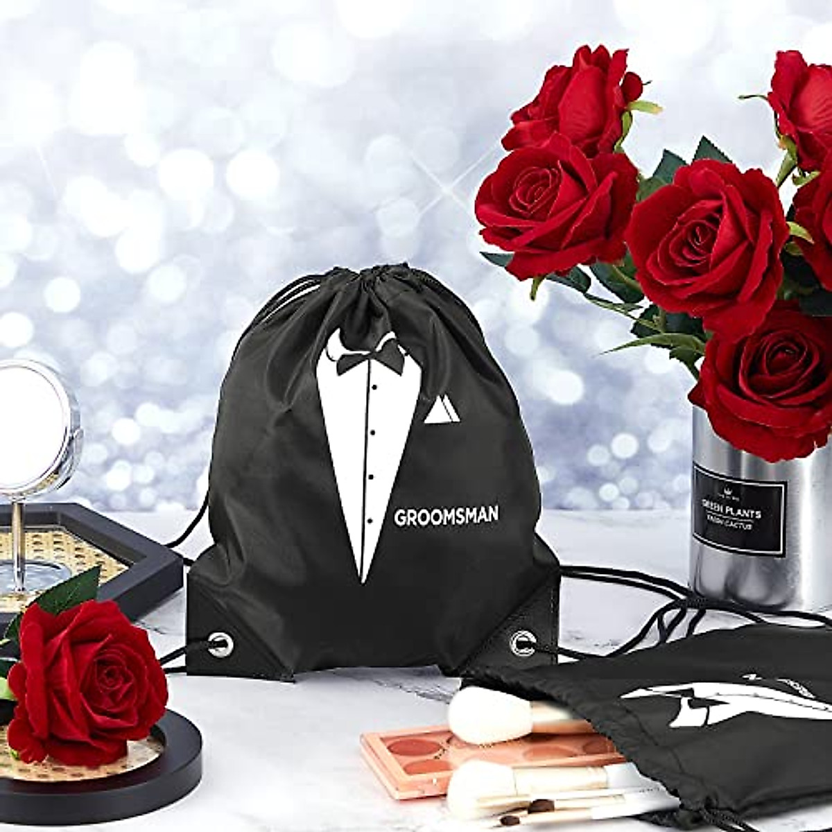 Eccliy 12 Pieces Groomsman Gift Bags for Wedding Include 1 Best Man and 11 Groomsman Proposal Bags Party Favor Bags for Groomsman Father's Birthday Anniversary Wedding Party Supplies