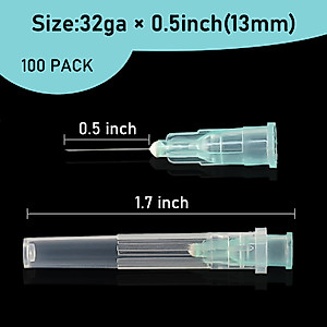 32 Gauge 1/2 Inch Needlr Luer Lock Dispensing Accessories, Individually Packaged 100 Pack