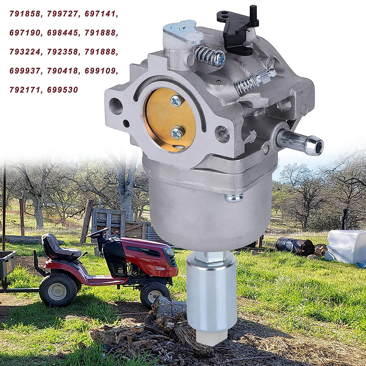 Snlazp 799727 Carburetor Replacement for Briggs & Stratton 791858 792358 794572 793224 699530 698620 697190 697141 14hp 15hp 16hp 17hp 17.5 HP 18hp Craftsman Lawn Tractor Mower with Air Fuel Filter