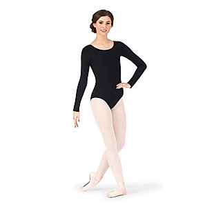 Theatricals Womens Cotton Long Sleeve Dance Leotard Black XL TH5507