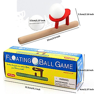 HFBlins Floating Blow Pipe Balls Game Toys, Blowing Pipe Whistles Balls Toys for Kids, Classic Stress Reliever Balance Blowing Toys for Toddler Children and Adults (4 pc Wooden)