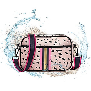 DAATUANG Neoprene Crossbody Bag Shoulder Bag Waterproof Sandproof Women Pink Leopard Print Crossbody Purse With Adjustable Detachable Strap Fashion Lightweight Neoprene Leopard Crossbody Bags Gift