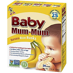 Peaceful Squirrel Variety, Hot-Kid Baby Mum-Mum Rice Rusks Variety Pack of 6 (Organic Original, Banana, Vegetables, Apple & Pumpkin, Carrot & Sweet Potato, Blueberry & Goji) - 1.76 Ounce