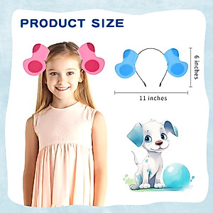SMAODSGN 2 Pieces Dog Ear Headbands for Party Animal Headbands Blue Pink Dog Birthday Supplies Decorations for Party Favor Cartoon Halloween Christmas Cosplay