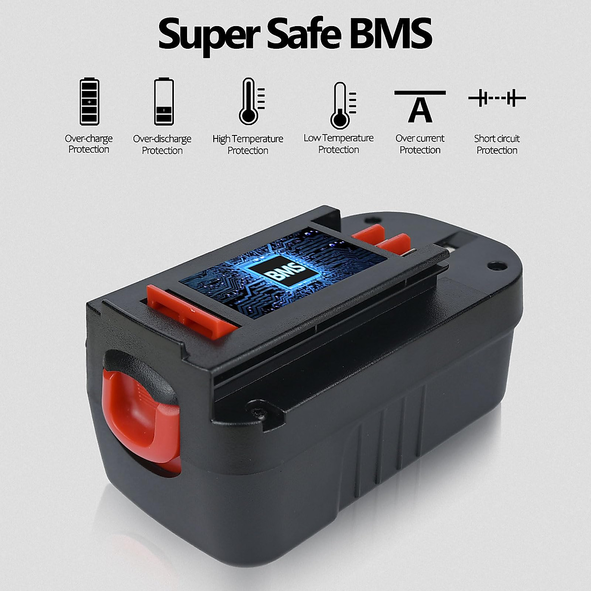 Qwenoer 18V 6.0h HPB18 Lithium Battery Replacement for Black and Decker 18V Battery 244760-00 HPB18 Battery A1718 A18 A18E A18NH HPB18-OPE FS180BX FS18BX FS18FL FSB18 Firestorm 18V Battery