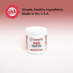 Wagsly PRO – Daily Probiotic for Dogs Digestive Health - Bacillus Coagulans, Digestive Enzymes, Immune Support, Diarrhea & Bowel Relief, Natural Duck Flavor - 90 Count - Dog Gut Health Supplement