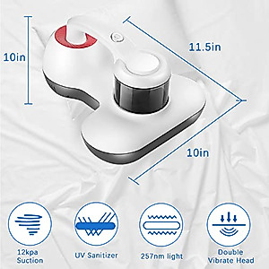 Hersven Mattress Vacuum Cleaner, UV Bed Vacuum Cleaner 12KPa Handheld Vacuum Upgraded Effectively Clean Up Bed, Pillows, Cloth Sofas, Carpets and Ther Fabric Surfaces