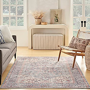 Nicole Curtis Machine Washable Series 1 Traditional Blue/Multi 6' x 9' Area -Rug, Easy -Cleaning, Non Shedding, Bed Room, Living Room, Dining Room, Kitchen (6x9)