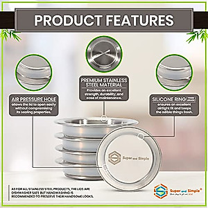 4 Oui Yogurt Jar Lids | Stainless Steel Metal Yoplait Oui Lids Only | Food Safe, Durable, Airtight, Reusable | Water and Liquids Contact Safe | For Regular or Petite Dessert Oui Jars| 4-Piece Set