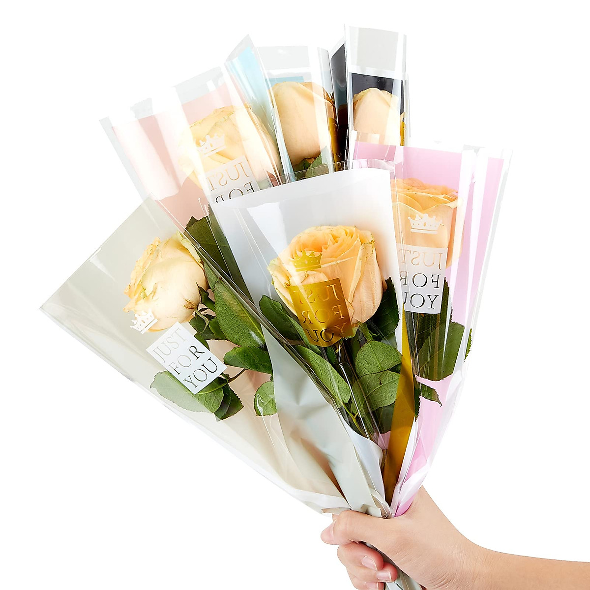 Aylmrice Single Rose Packaging Bag Valentines Day Single Rose Sleeve Flower Bags for Bouquets Wrapping Paper Bouquet Sleeves Envelopes 100Pcs S-Black