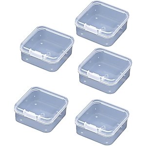 5pcs Clear Plastic Jewelry Storage Containers,Mini Square Box Empty Case with Lid Jewelry Boxes Jewelry Accessories,Hardware or Other Small Crafts Baskets,Lidded Storage Bins and Containers