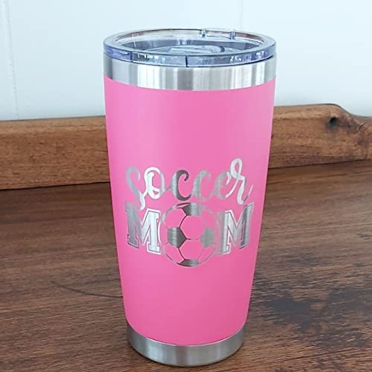 20 oz Soccer Mom Mug (Pink), Stainless Steel Coffee Travel mug with lid, Hot Pink Tumbler insulated, Soccer Gifts for women