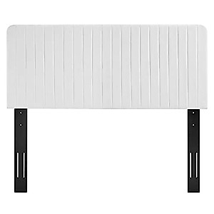 Modway Milenna Channel Tufted Fabric Headboard, Full/Queen, White