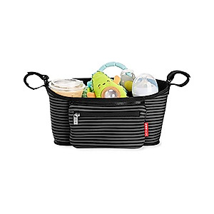 Skip Hop Universal Stroller Organizer, Grab & Go, Black Grey Stripes
