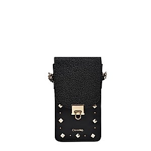 Cuadra Women's Cell Phone Pouch in Genuine Stingray Leather Black, BOD38MA