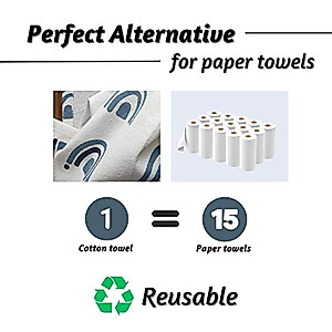 Folkulture Cotton Kitchen Towels and Dishcloths Set with Hanging Loop, Set of 3 Flour Sack Dish Towels and Dish Cloths for Drying Dishes, Highly Absorbent Decorative Tea Towels, 20 x 26 Inches, Mystic