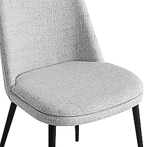 CHITA Mid-Century Padded Dining Chair, Modern Upholstered Fabric Dining Room Chair Set of 2 with Metal Legs,White