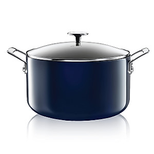 Granitestone Diamond 5 Qt Nonstick Stock Pot Soup Pot Pasta Pot Stew Pot with Tempered Glass Lid-Oven & Dishwasher Safe-100% PFOA FREE - Dark Blue