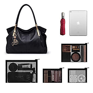 EASYFUN Mesh Pouch, Make up Bag with Zipper Cosmetic Organizer Pouch for Daily or Travel to Keep Small Items, 4 PCS Black