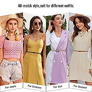 SUOSDEY 4 Pack Thin Belts for Women Skinny Leather Belts with Metal Buckle for Dresses Pants Jeans