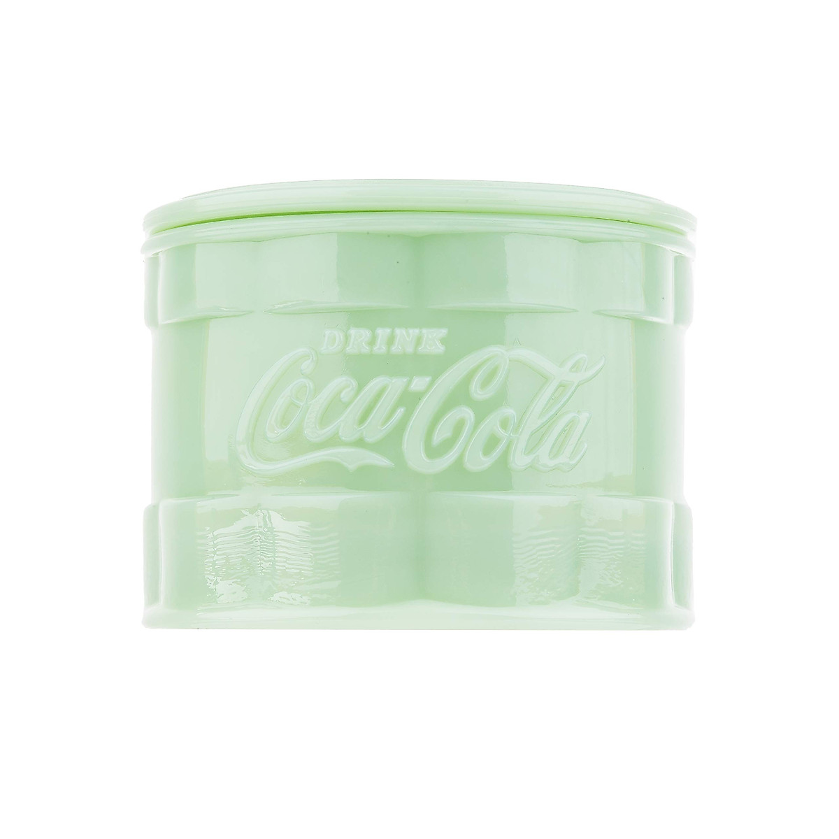 TableCraft's Coca-Cola Jadeite Salt Cellar with Lid 4.25 x 4.25 x 3.75", Green