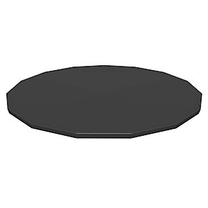 Bestway Flowclear PVC Round 15 Foot Pool Cover for Above Ground Frame Pools with Drain Holes and Secure Tie-Down Ropes, Black (Cover Only)