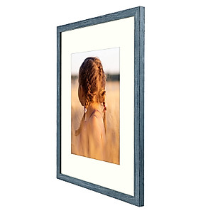 Golden State Art, 16x20 Picture Frame with Mat for 11x14 - High Definition Glass Wall Mounting Horizontal Vertical Displaylay (Blue, 1 Pack)