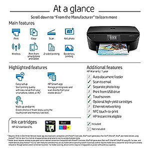 HP ENVY 5660 Wireless All-in-One Photo Printer with Mobile Printing, HP Instant Ink & Amazon Dash Replenishment ready (F8B04A) (Renewed)