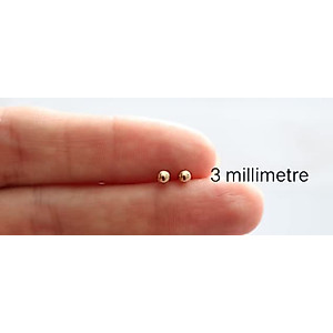 Tiny 3mm Ball Stud Earrings for Women,Dainty Mini Ball Earrings for Cartilage Helix Earlobe Piercing 316L Surgical Stainess Steel Hypoallergenic (3mm Ball, Gold)