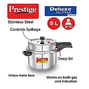 Prestige PRASV8 Pressure Cooker, 8 Liter, Silver